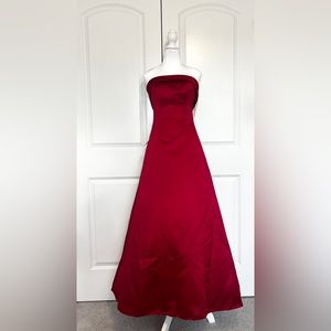 Gantos | Dresses | Nwt Vintage Gantos Red Satin Strapless Button ...